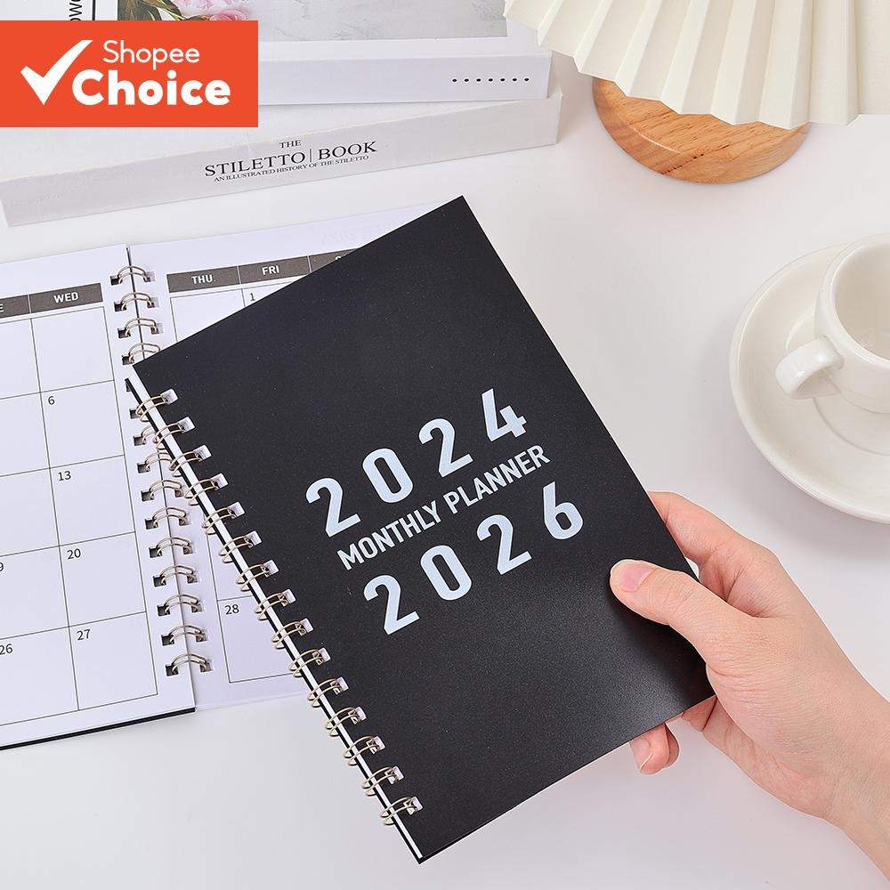 29 sheets 2024-2026 Monthly Planner Black PVC Waterp roof Cover Monthly ...