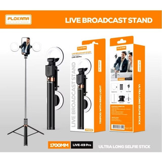 Tripod Live PLOKAMA K9 PRO Bluetooth Selfie Stick 3in1 Remote Hp 1,7 M ...