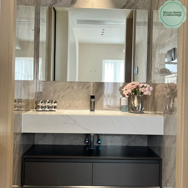 [ SG ] ⚡ Pre-Installed Curved Integrated Basin Wash Basin Rock Slab ...