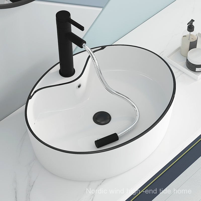 Bathroom Ceramic Wash Basin Freestanding Balcony Countertop Wash Basin ...