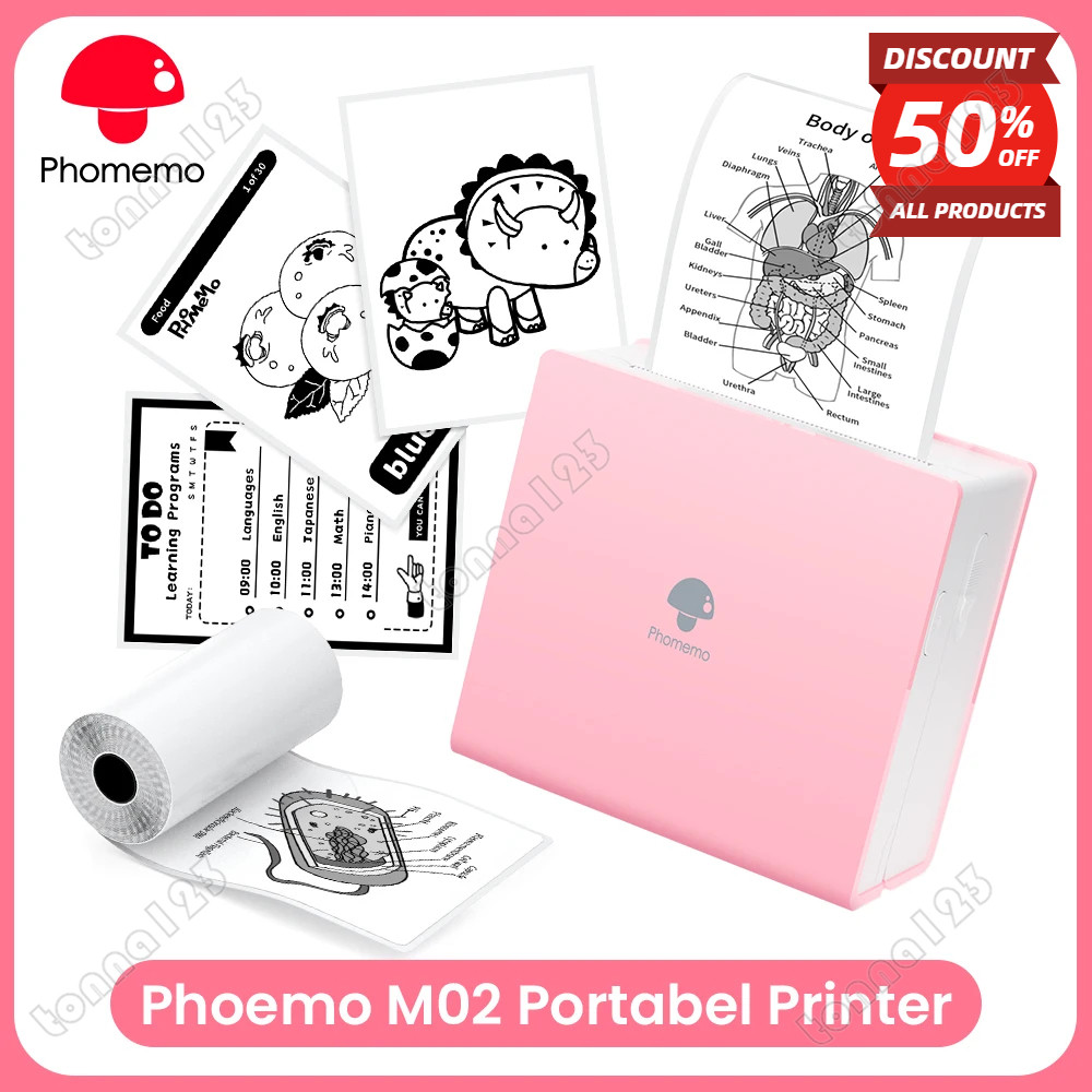 Phomemo M02 Portable Mini Sticker Printer Thermal Pocket Photo Printer ...
