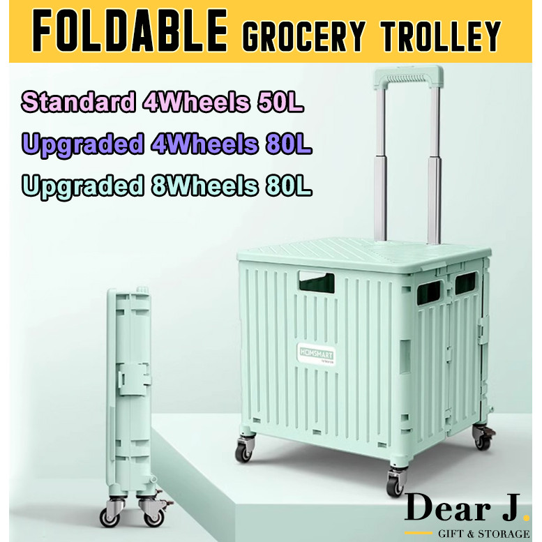 Foldable Grocery Trollery Shopping Cart with 360 Directional Rotatable ...