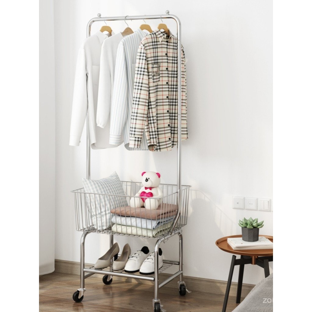 Movable Clothes Rack Floor Storage Rack Drying Rack Hanging Rack Floor ...