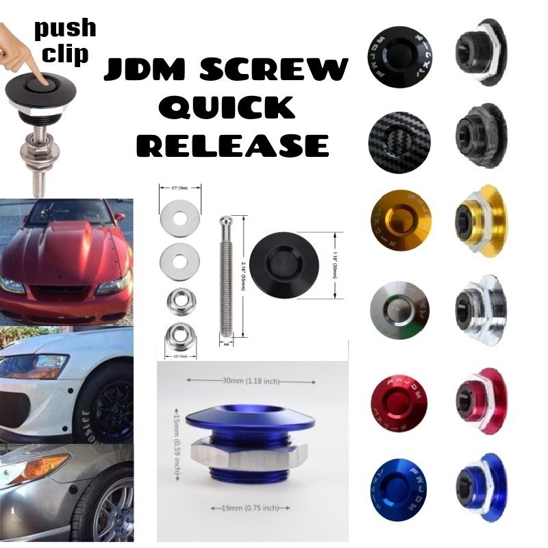 JDM Car Quick Release Latch Push Button Hood Pin Front Bumper Hood Lock ...