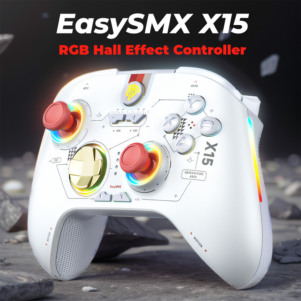 EasySMX X15 Wirelss Gamepad, RGB Bluetooth Gaming Controller Compatible with PC/Switch/Phone/TV ...