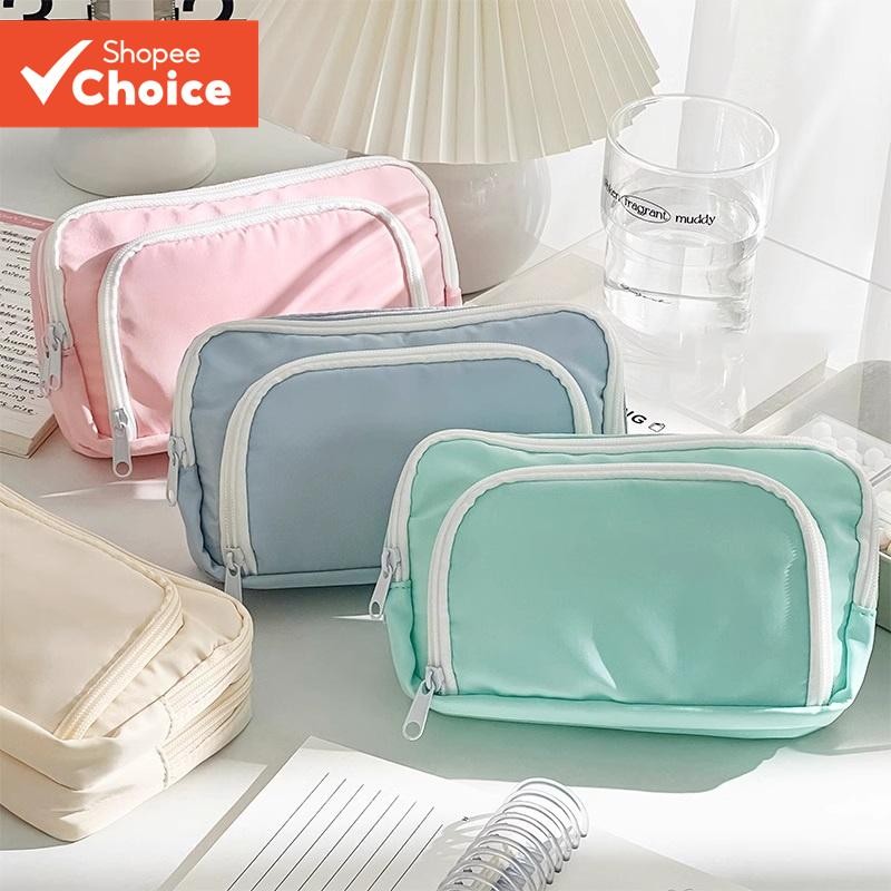 Penlab Macaron Color Pencil Case Pen Bag Dual Layer Front Open Pocket ...