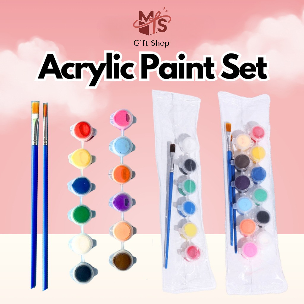 3ml Acrylic Paint Set, 6 Colours, 12 Colours, Art Supplies [Comes With ...