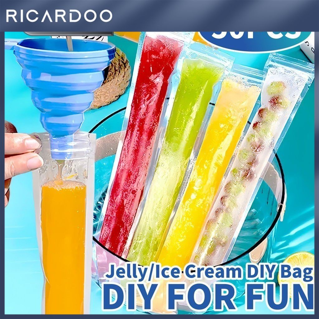 50pcs Disposable Ice Popsicle Bags With Ziplock 28*5.5cm/22*5cm Jelly ...