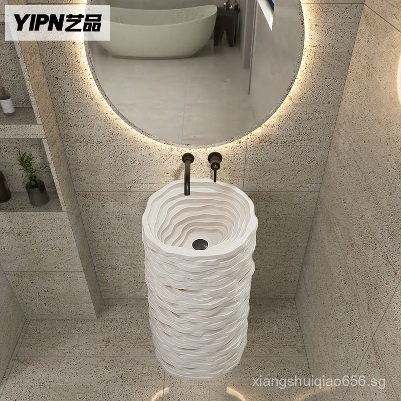 Japanese Wabi-Sabi Style Unique Bathroom Sink Integrated Floor-Standing ...