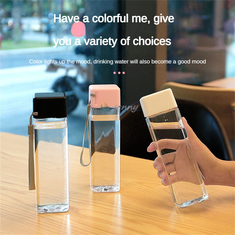 480ml Transparent Square Flat Matte Water Cup BPA Free Leak-proof ...