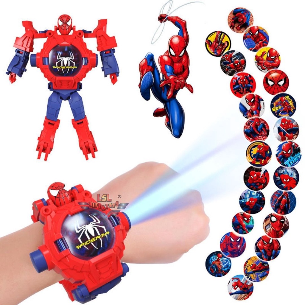 R-633 LSL Cartoon Spider Man Captain Transform Toys Kids Digital Watch ...