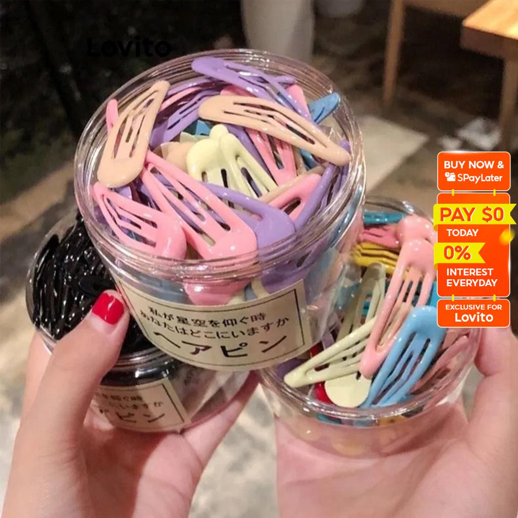 Lovito Cute Plain Dopamine Color Matching Sets Hair Clips for Women ...