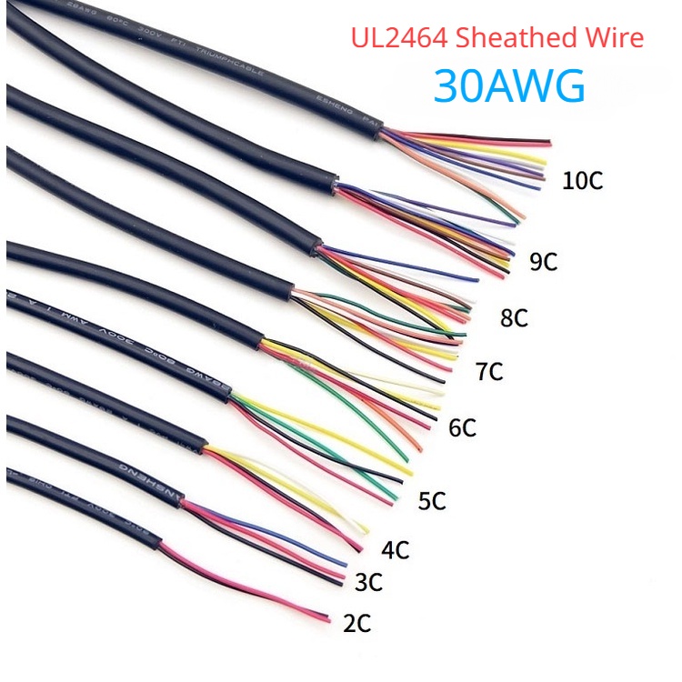 10Meters UL2464 Sheathed Wire 30AWG Copper Signal Cable 2 3 4 5 6 7 ...