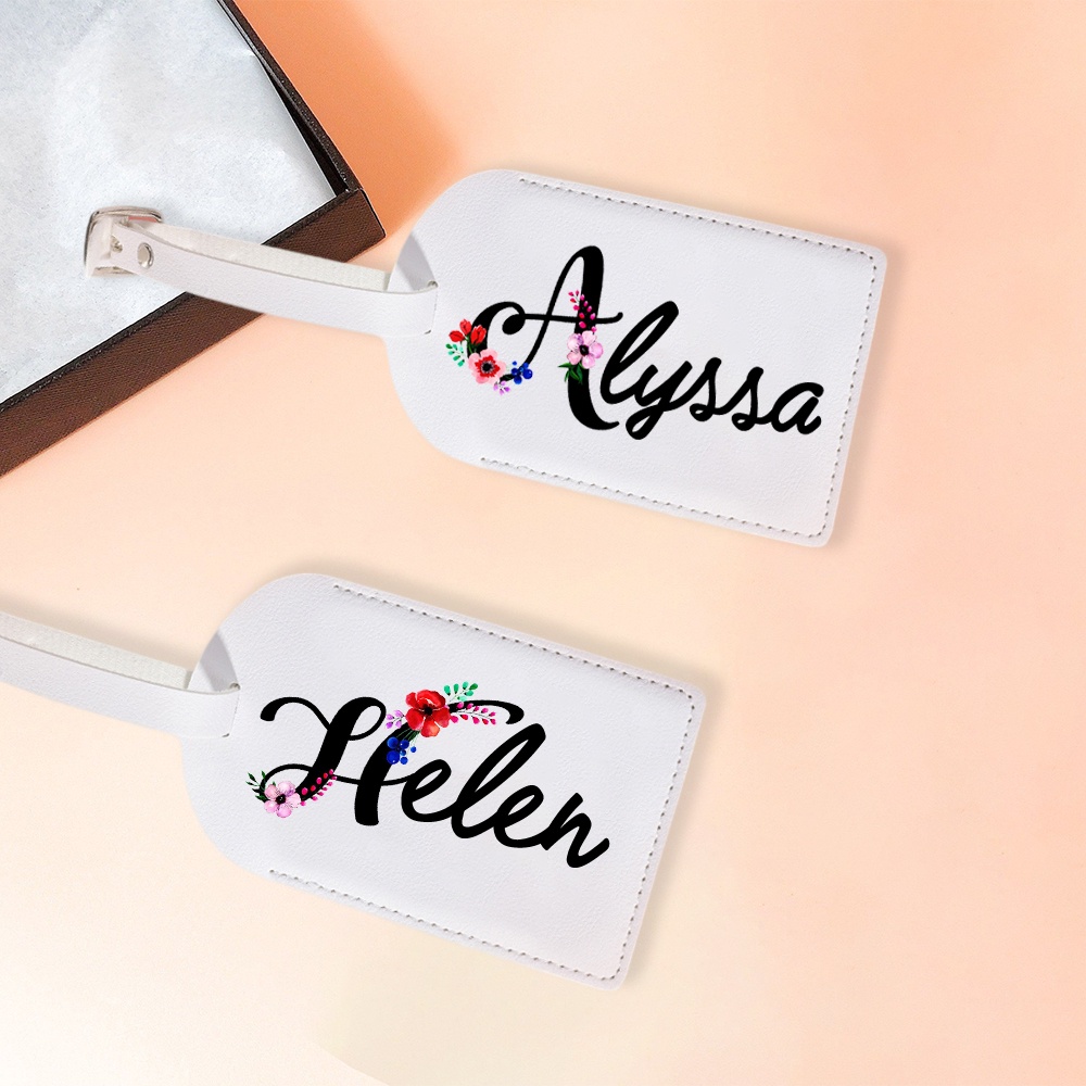 Custom Initial with Name Letters Travel Luggage Tag Genuine Leather Bag ...