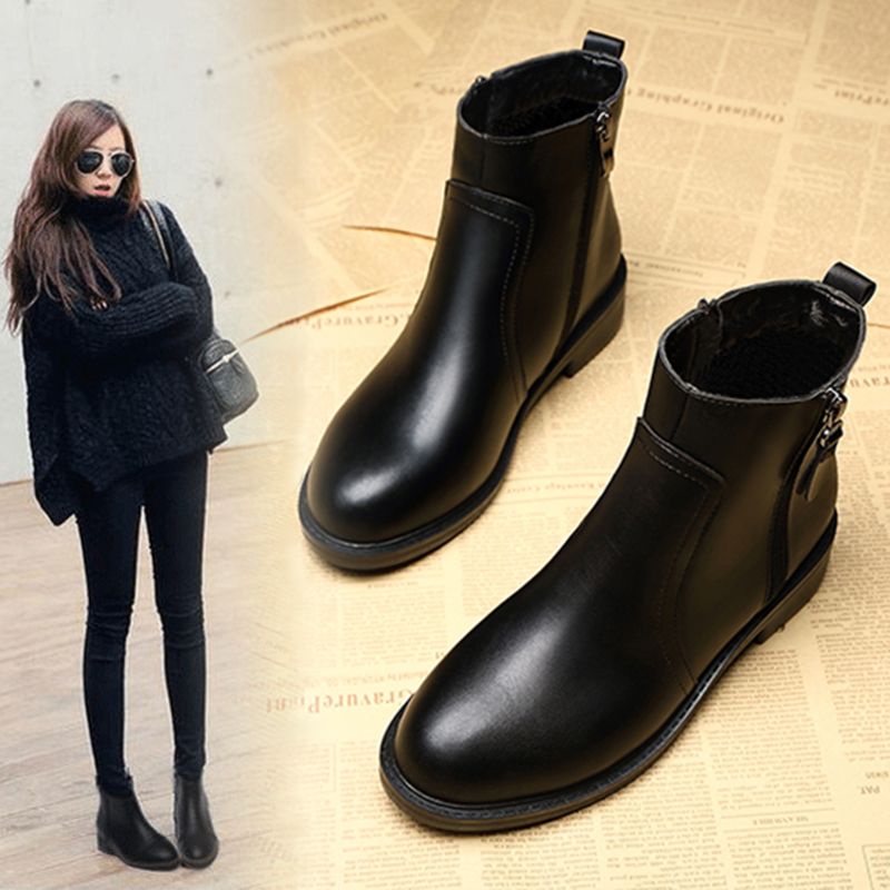 Thick bottom women's short boots thick heel single boots Women's ...