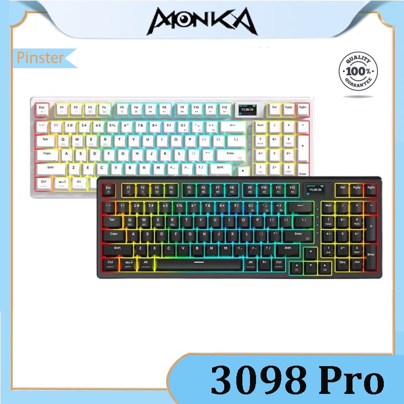 MONKA 3098 Pro Wireless Three Mode Mechanical Keyboard RGB Hot Plug ...