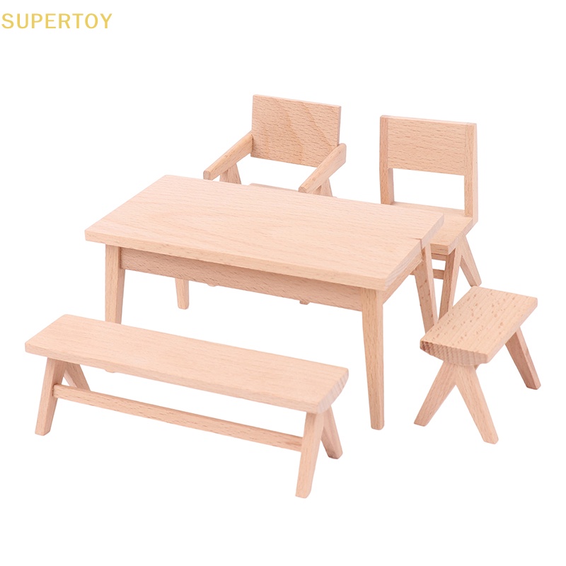 SUPERTOY 1:12 Dollhouse Miniature European Style Dining Table Chair ...