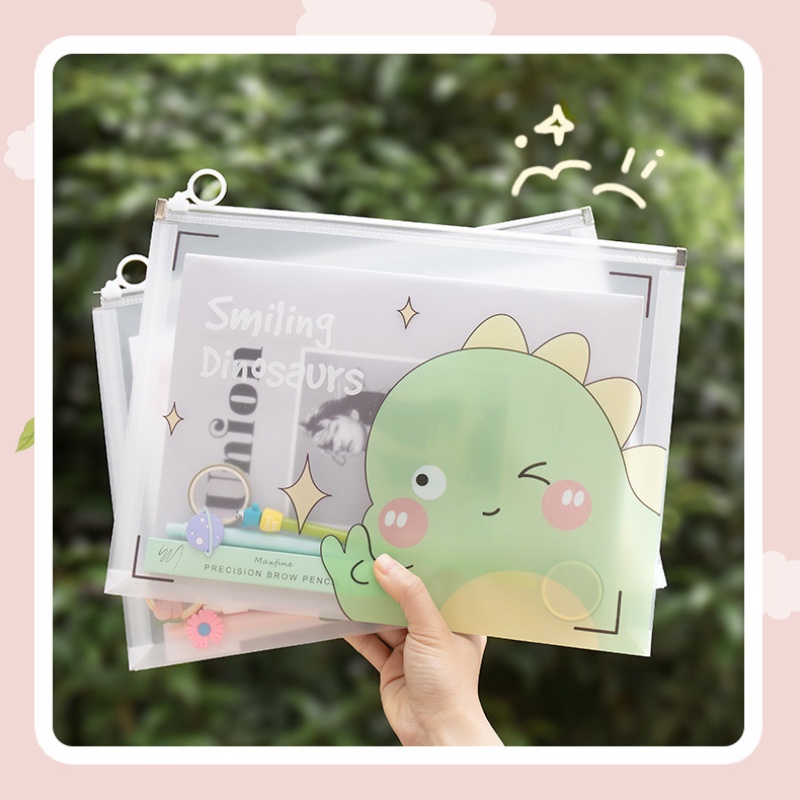 A4 File Dinasour File Holder Stationery Zip Lock Bag Organiser Pencil ...