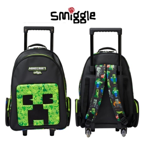 New Smiggle Minecraft Trolley Backpack With Light Up Wheels | Shopee ...