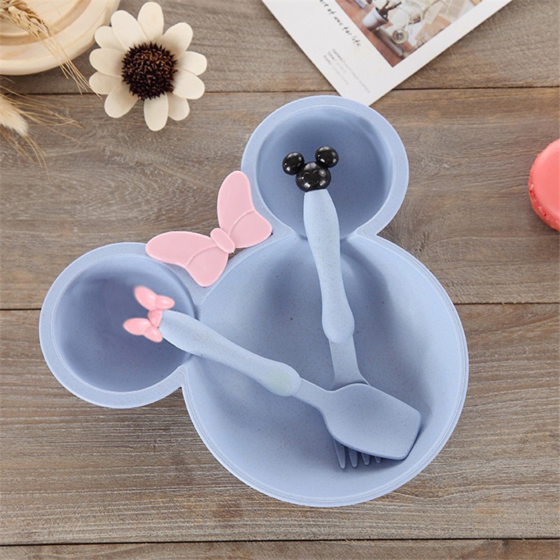 Ready stock! Kids Feeding Bowl Cartoon Minnie mouse Plate Tableware Set ...