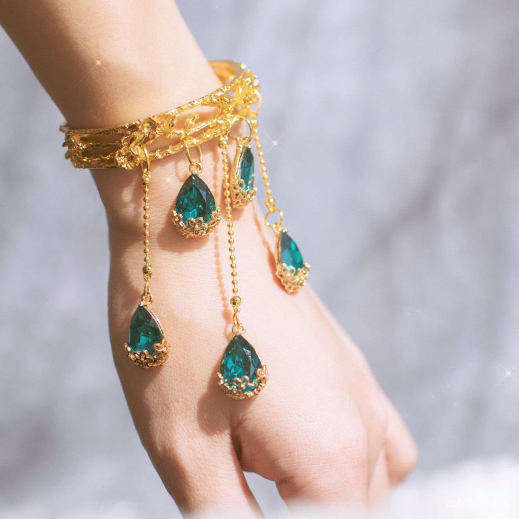 NEW Princess Jasmine Blue Water Drop Bracelet Female Open Hanfu Armband ...