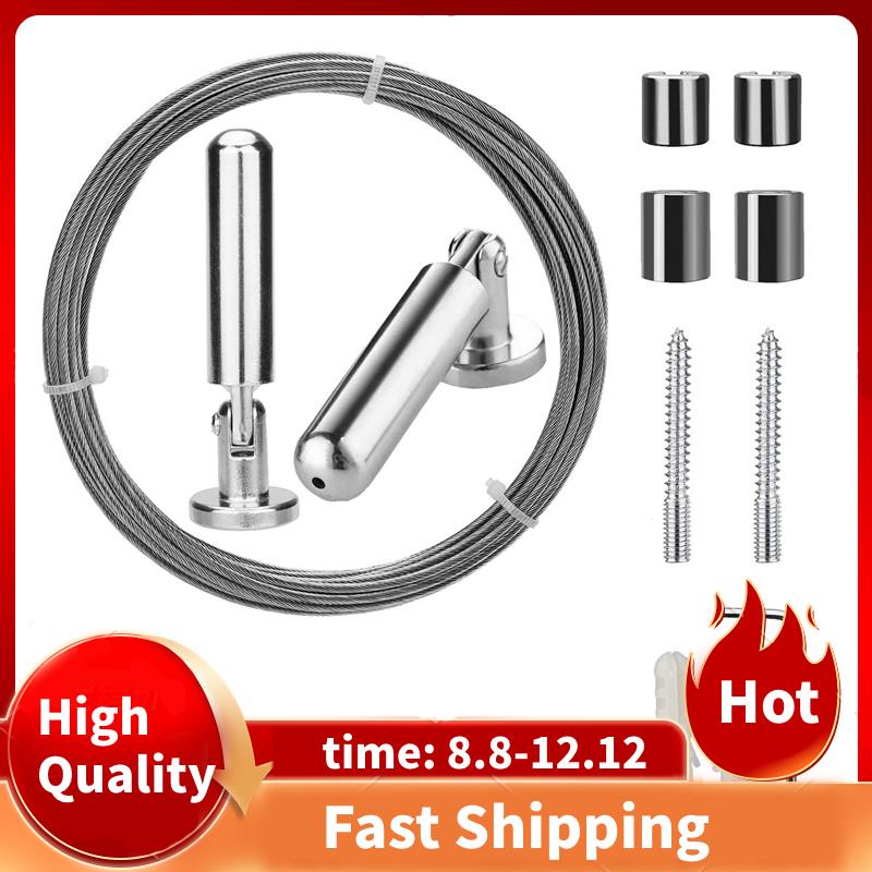 Wall Mount Curtain Wire Rod Set for Art Display - Stainless Steel Photo ...