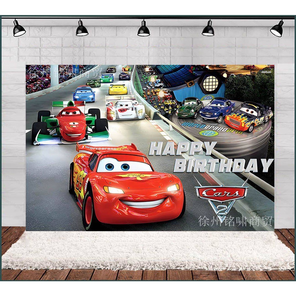 Cars Lightning McQueen Birthday theme backdrop banner party decoration ...