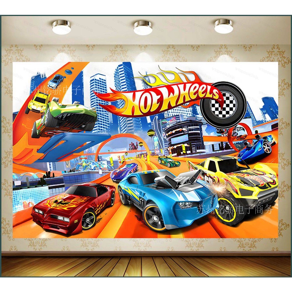 Hot Wheels Birthday theme backdrop banner party decoration photo ...