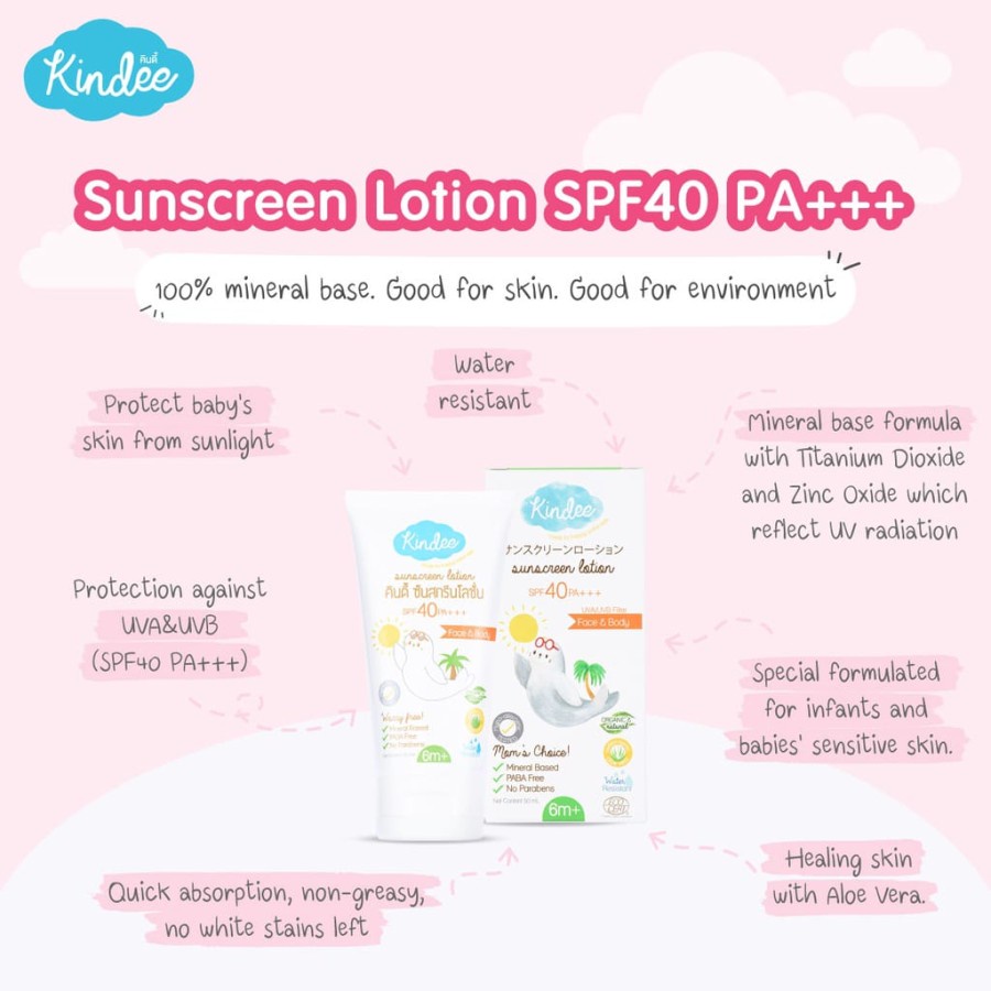 Kindee Organic Sunscreen/ Sunblock Lotion SPF 40 PA+++ (6m+) | Shopee ...