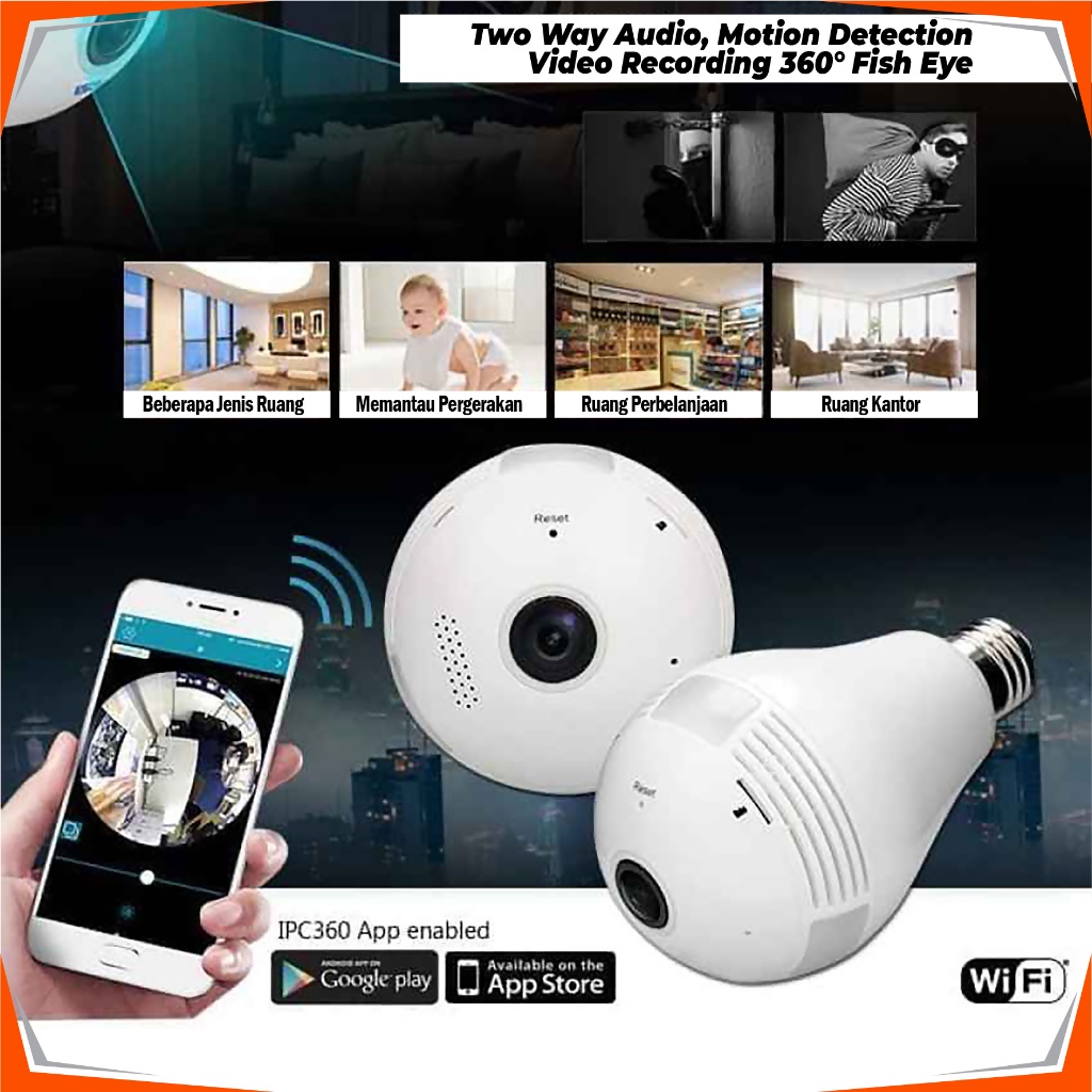 VR380 FISH EYE Light Bulb CCTV Camera | Shopee Singapore