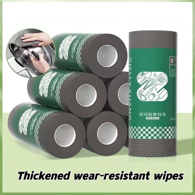 25 Pcs Kitchen Cloth Thickened Scrub Rag Disposable Pot Brush Dishes ...