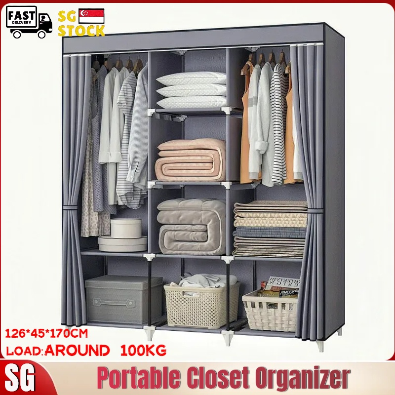 [SG Seller] Simple Wardrobe Assembly Storage Wardrobe Portable Closet ...