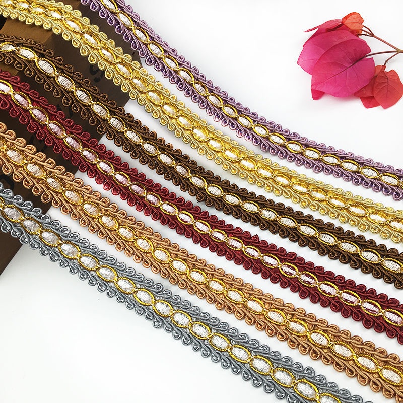 2 Yards Lace Gold Silver Crochet Roll Ribbon Trim Embroidery Fashion Fabric Sewing Accessories ...