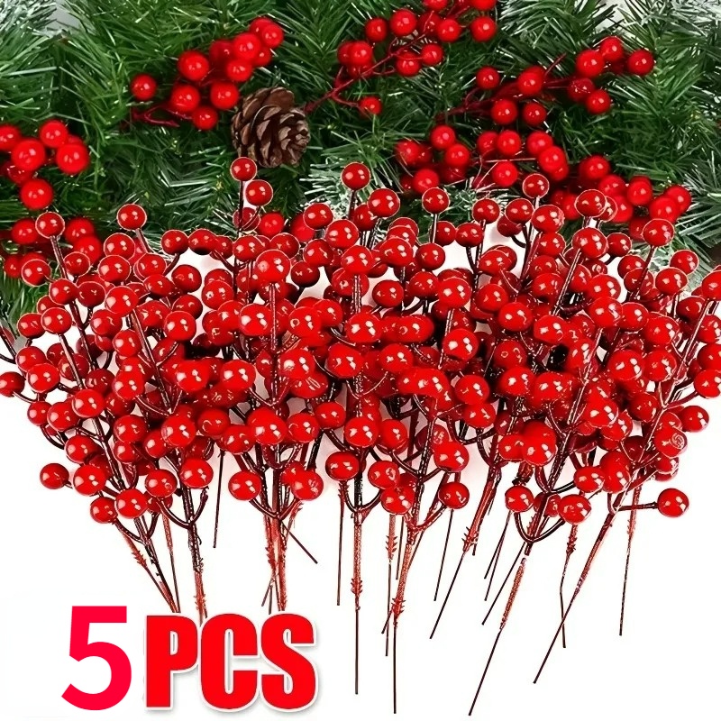 Wedding Party Xmas Home Decor / Red Holly Berry Plants Fake Flowers ...