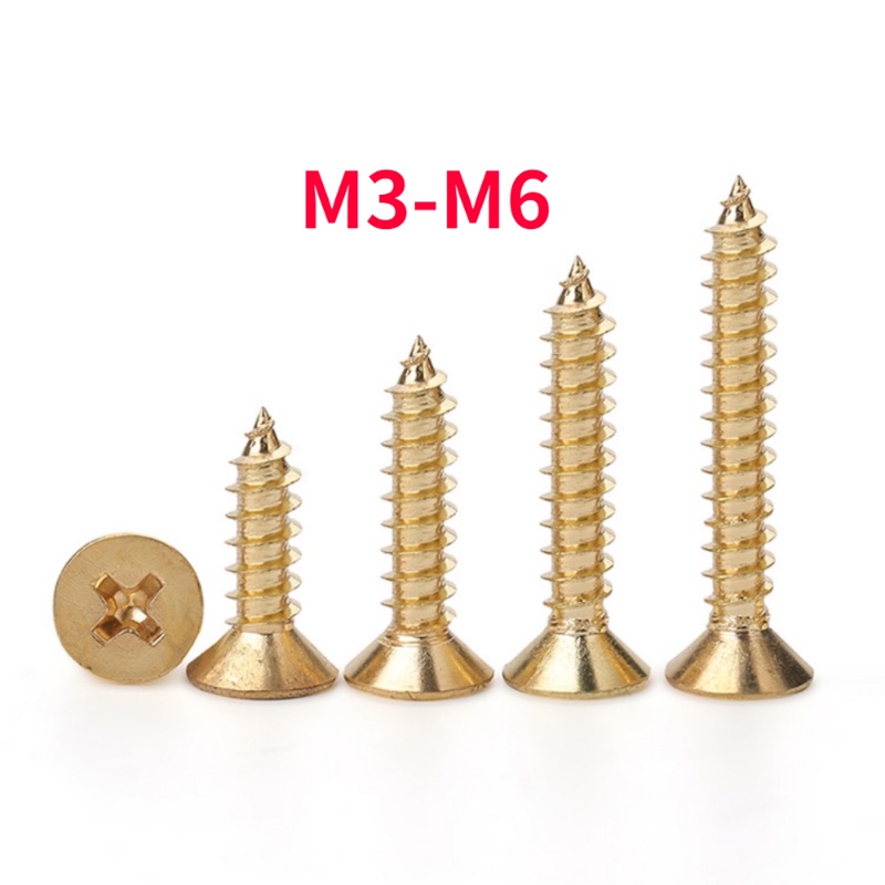 [XJK] Brass Phillips Countersunk Head Self-Tapping Screws All Copper ...