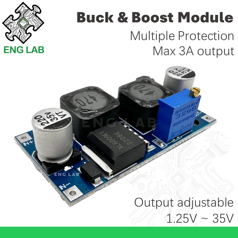 ENGLAB XL6009 Adjustable DC-DC Buck&Boost Converter 3A Voltage Regulator Step Up Down Switching ...