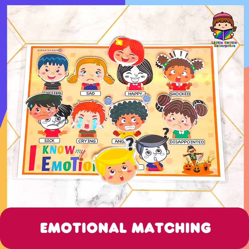 Emotion & Feeling Kids Learning Matching Busy Book Belajar Emosi Buku ...