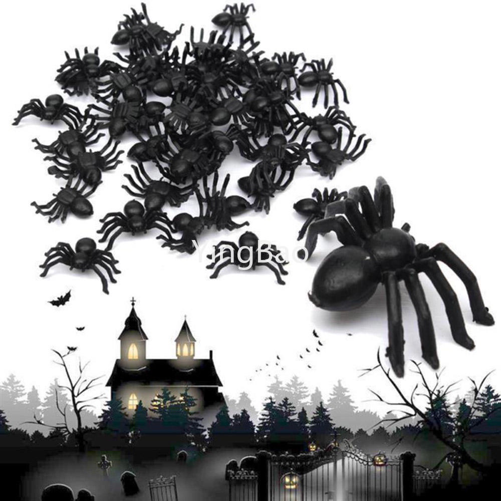 50Pcs/Pack Small Plastic Fake Spider Prank Toys Haunted House Prop ...