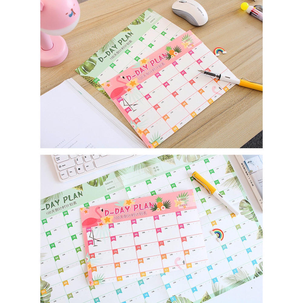 D-Day 100 Calendar Plan Paper 100 Days Countdown Schedule Wall ...