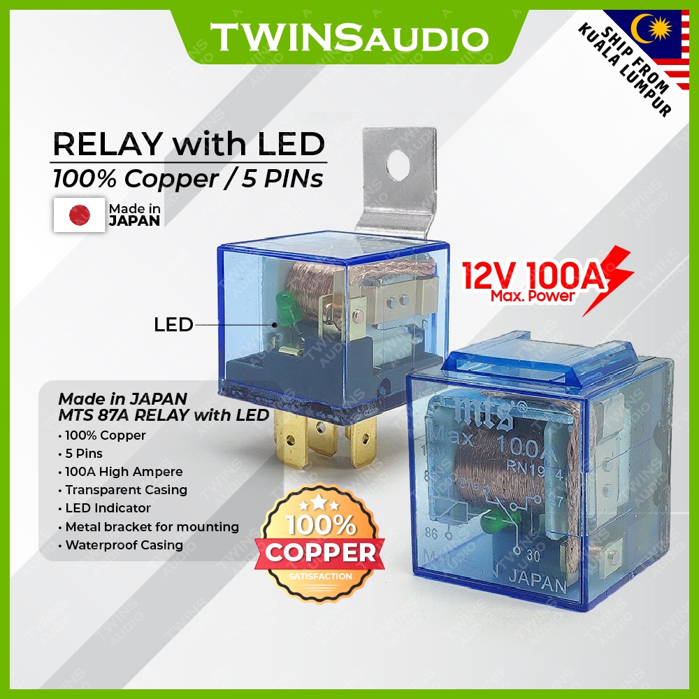 DC 12V 100A Relay with LED 100% Copper 5 pin Transparent Casing ...