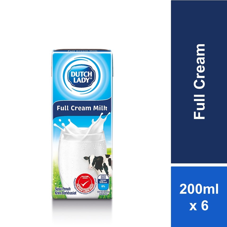 Dutch Lady Uht Milk Full Cream 200ml x 6s | Shopee Singapore