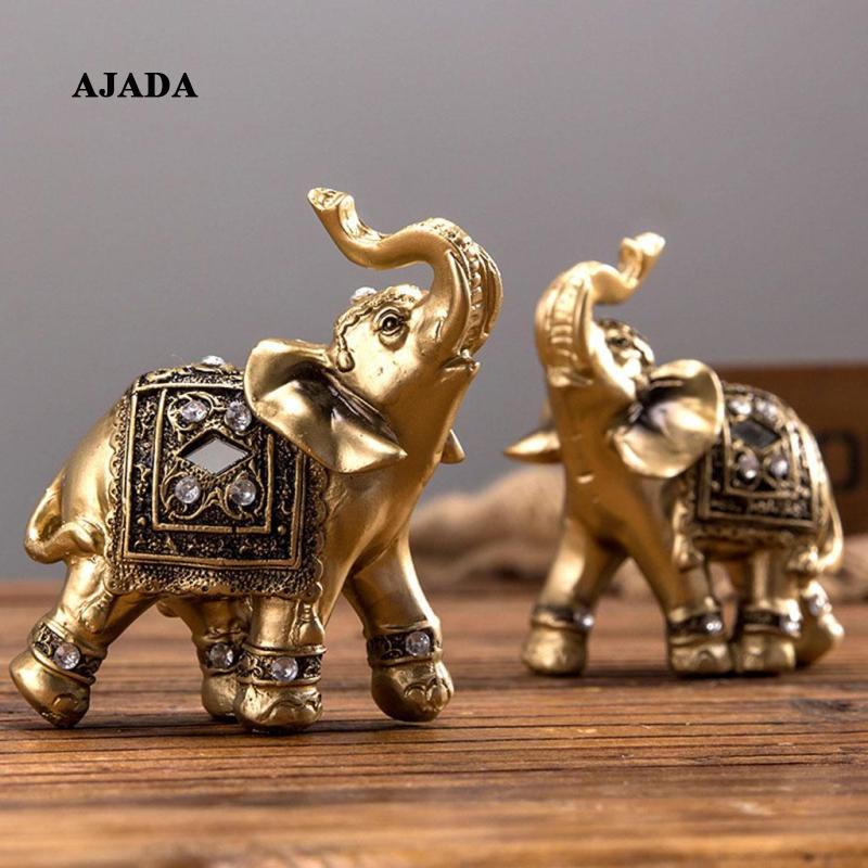 [ 2Pcs Elephant Statue Lucky Fengshui Sculpture Shopwindow Figurine ...