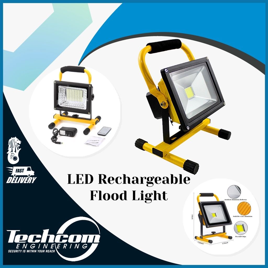 Rechargeable LED Flood Light 30W | Shopee Singapore
