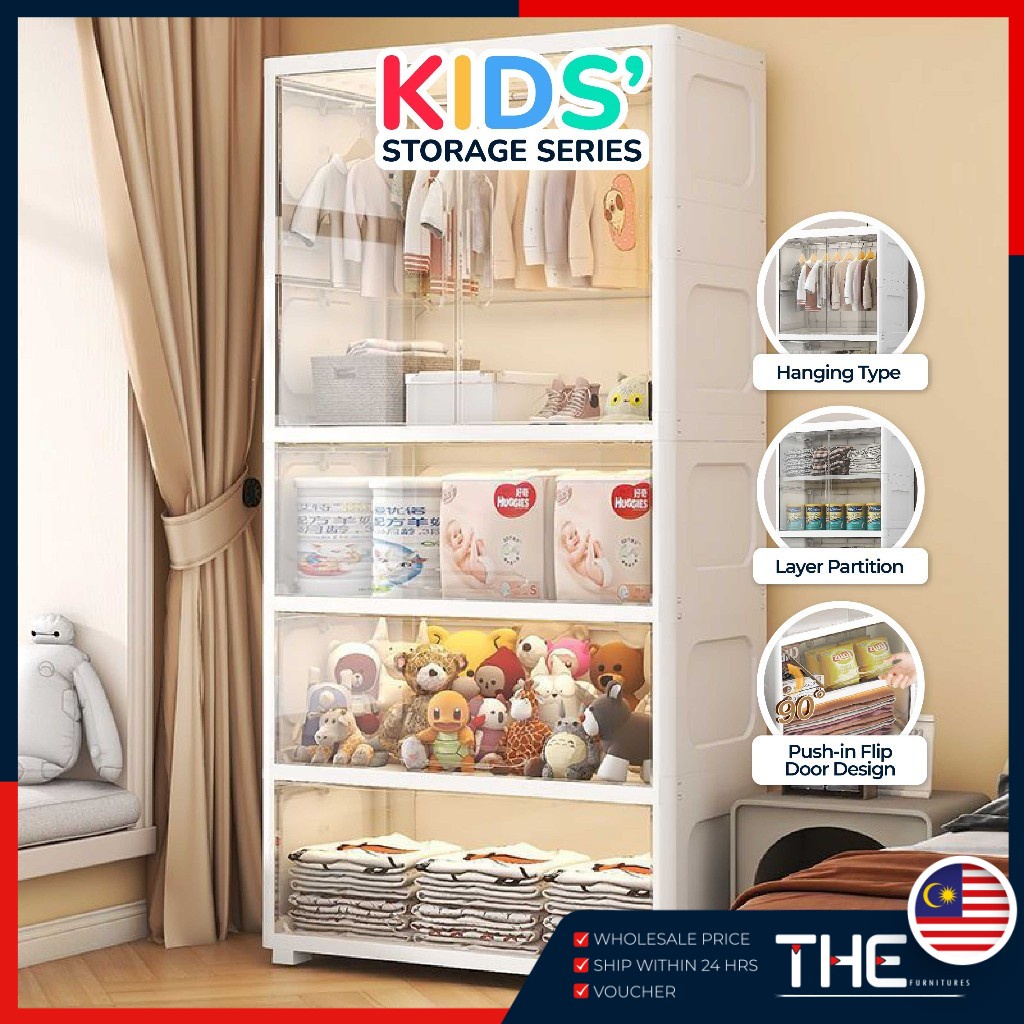 THE L60cm Double Open Doors Wardrobe Storage Cabinet Transparent ...
