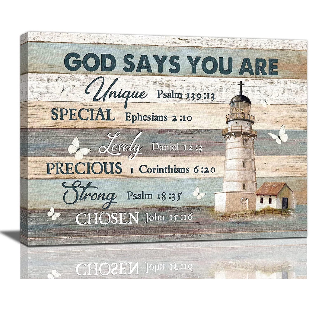 Lighthouse Wall Art Scriptures Bible Verse Wall Decor Christian ...
