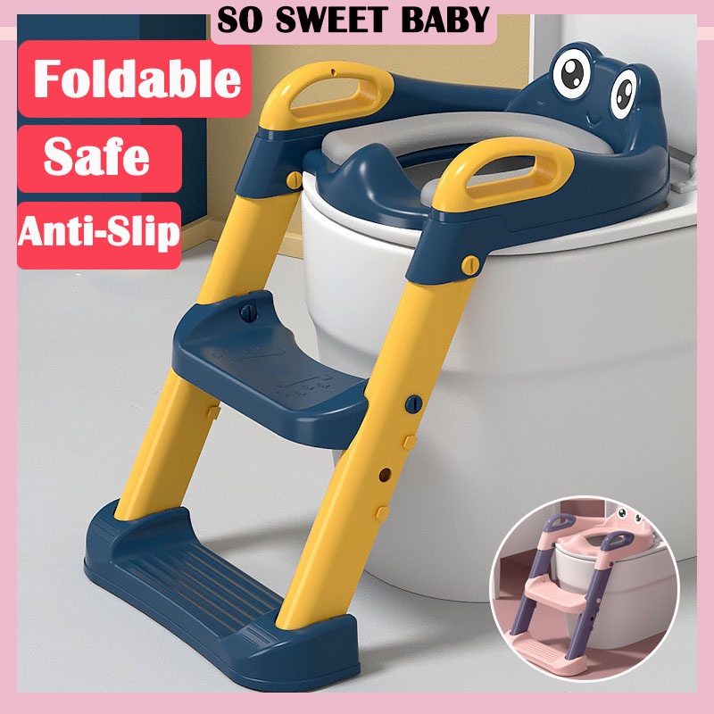 Children's Toilet Potty Training Ladder Seat Folding Trainer Bowl with ...