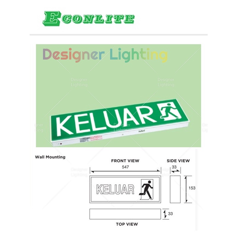 Econlite - LE908SL EXIT /KELUAR Sign Light Fitting Lampu Tanda Keluar ...