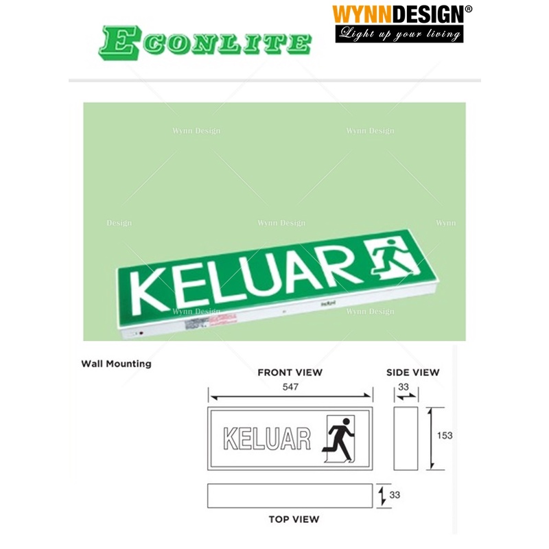 Econlite - LE908SL EXIT/EXIT Sign Light Fitting Signage EXIT Sign Light ...