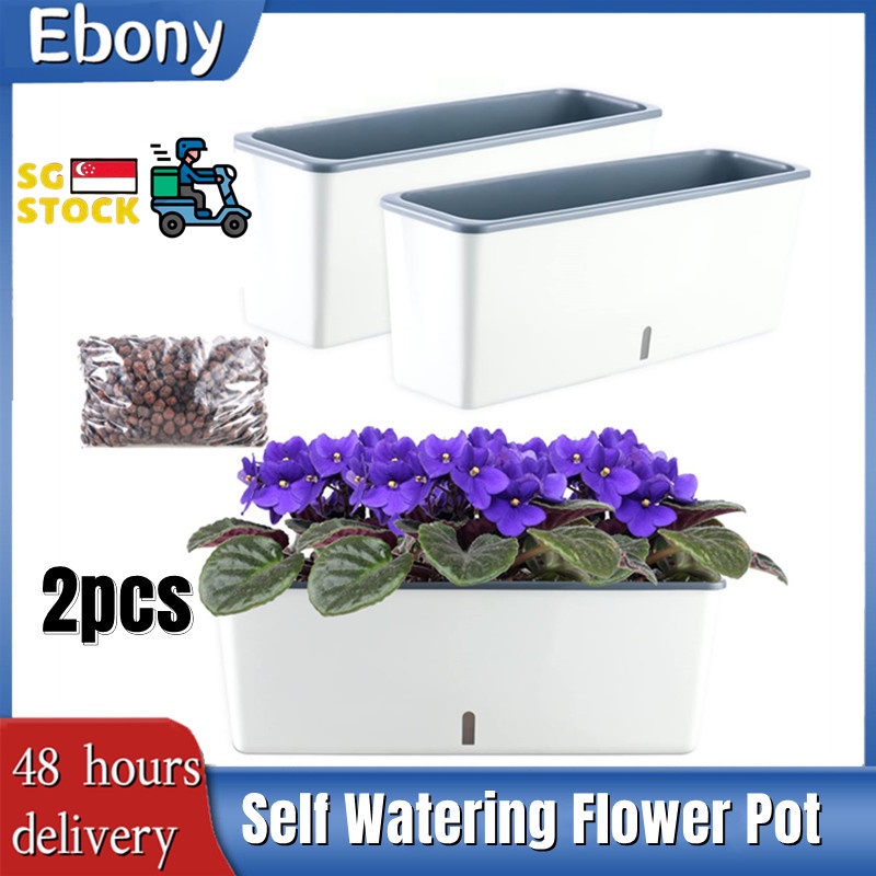 [SG SELLER LOCAL STOCK] 2pcs Self-Watering Planter Pots Long Strip ...