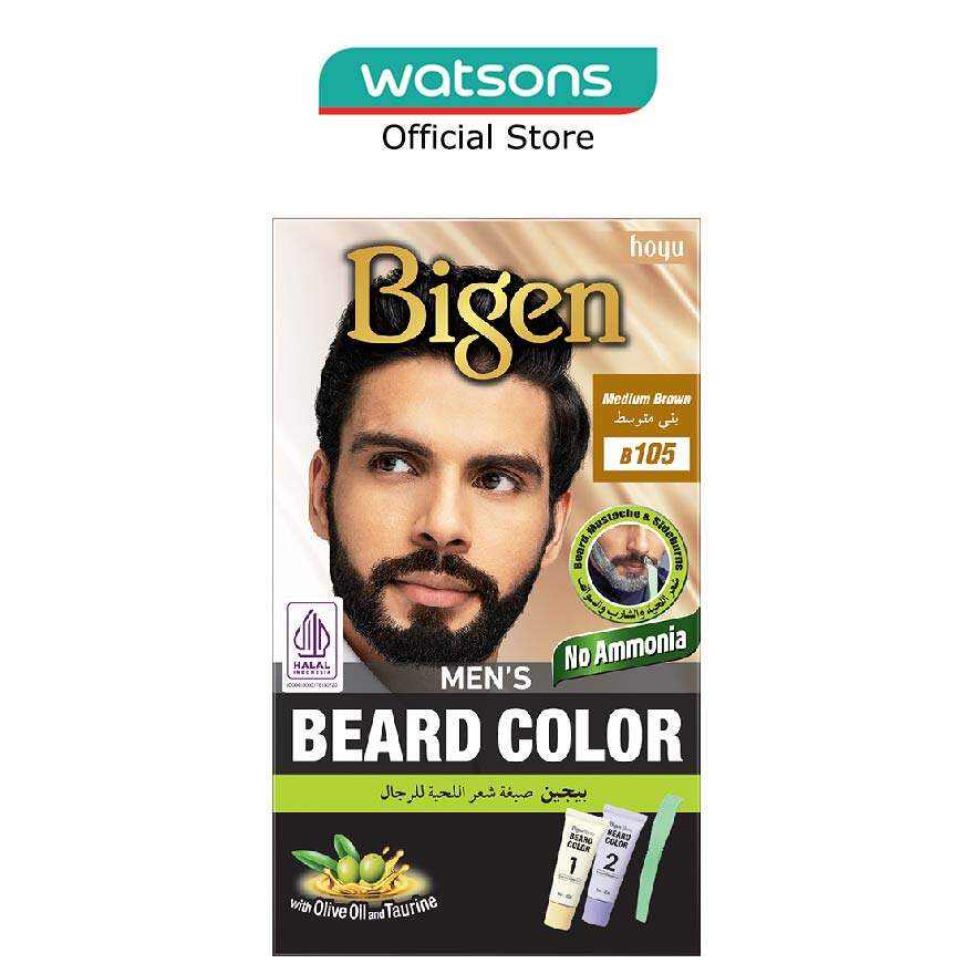 BIGEN MEN'S Beard Color B105 Medium Brown (Perfectly Covers Gray Beard ...